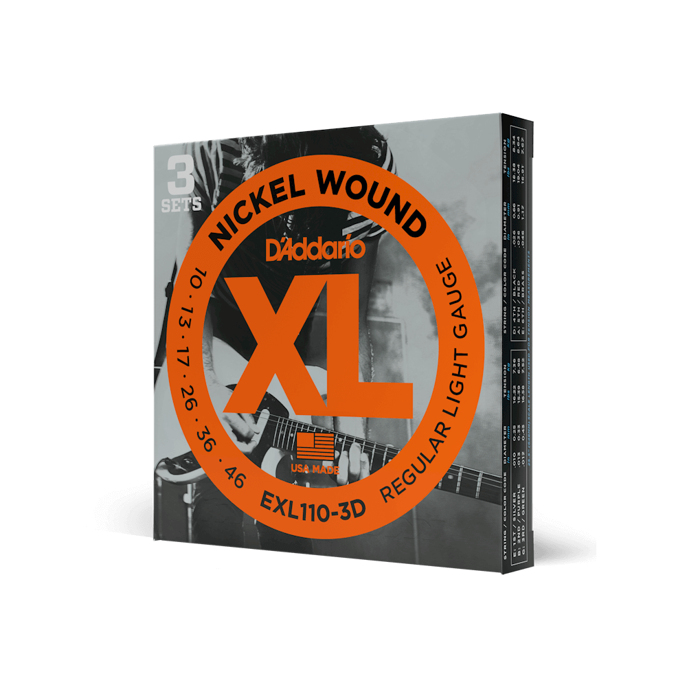 D'Addario EXL110-3D Nickel Wound Electric Guitar Strings, Regular Light ...
